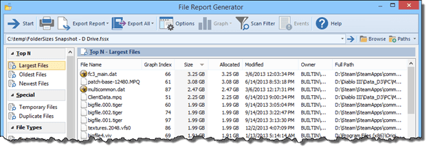 File System Snapshots : FolderSizes