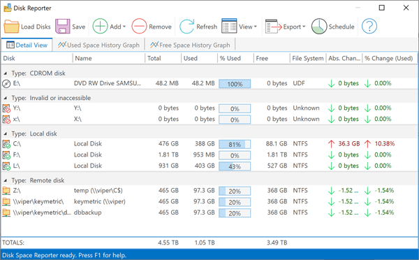 Disk Space Reporting and History : FolderSizes