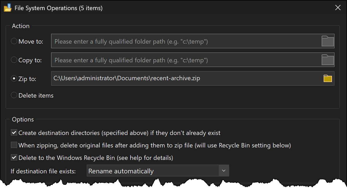 Move, Copy, Delete and Archive Files with FolderSizes