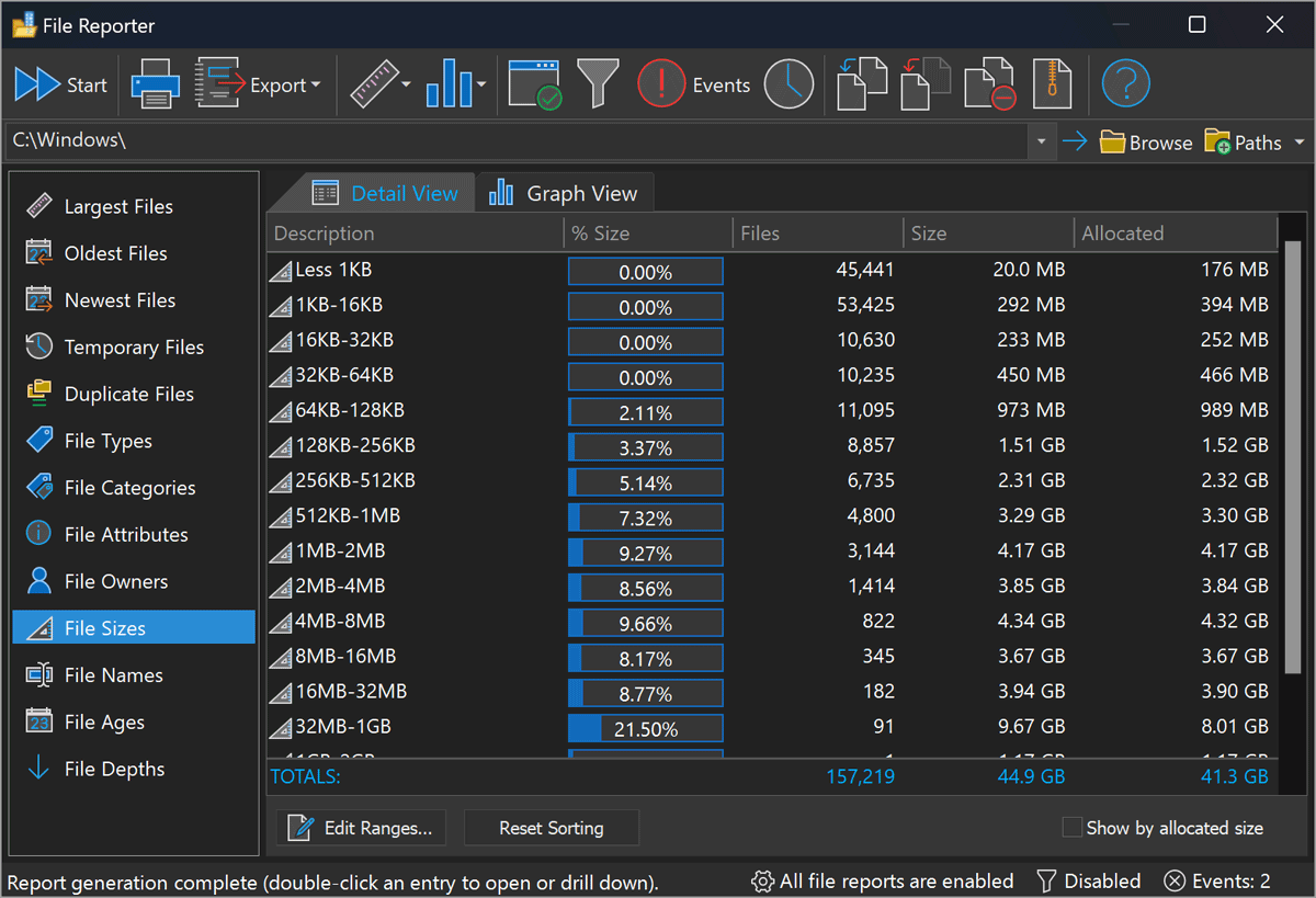 File Size Reporting : FolderSizes