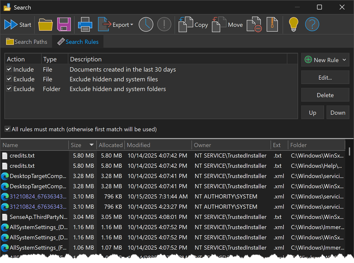 File System Search : FolderSizes
