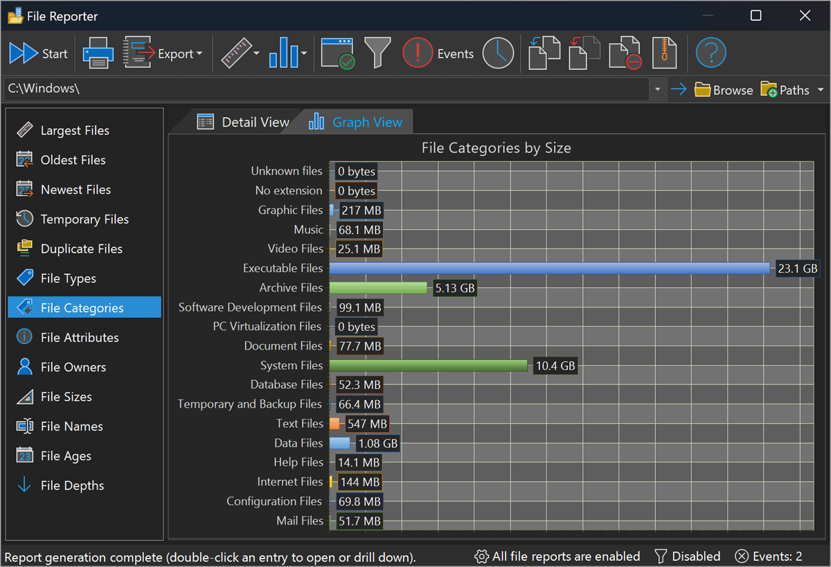 File Categories Report : FolderSizes