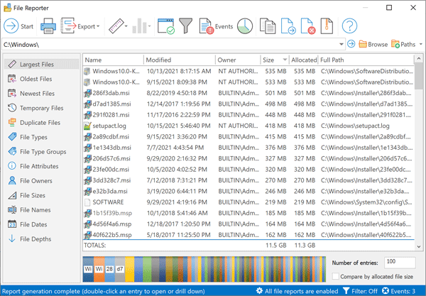 Largest Files Report : FolderSizes Largest Files Report : FolderSizes