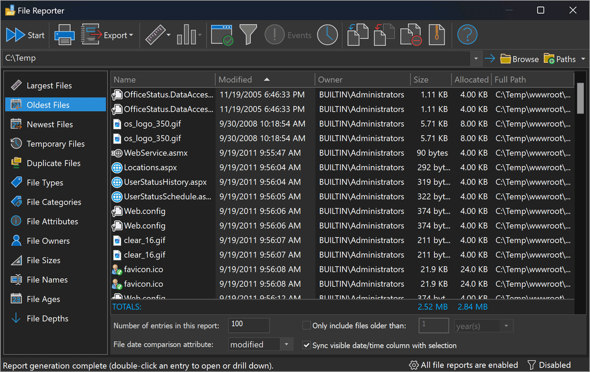 Oldest Files Report : FolderSizes Oldest Files Report : FolderSizes