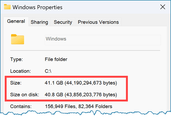 How to search for folders by size on Windows